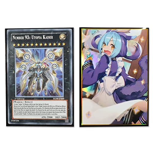 100ct Holographic Flashing (Laundry Dragonmaid) Top Loading Trading Card Sleeves Deck Protector for YuGiOh/Japanese Sized Cards 63x90mm (A02)