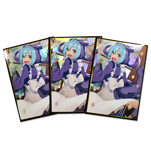 100ct Holographic Flashing (Laundry Dragonmaid) Top Loading Trading Card Sleeves Deck Protector for YuGiOh/Japanese Sized Cards 63x90mm (A02)