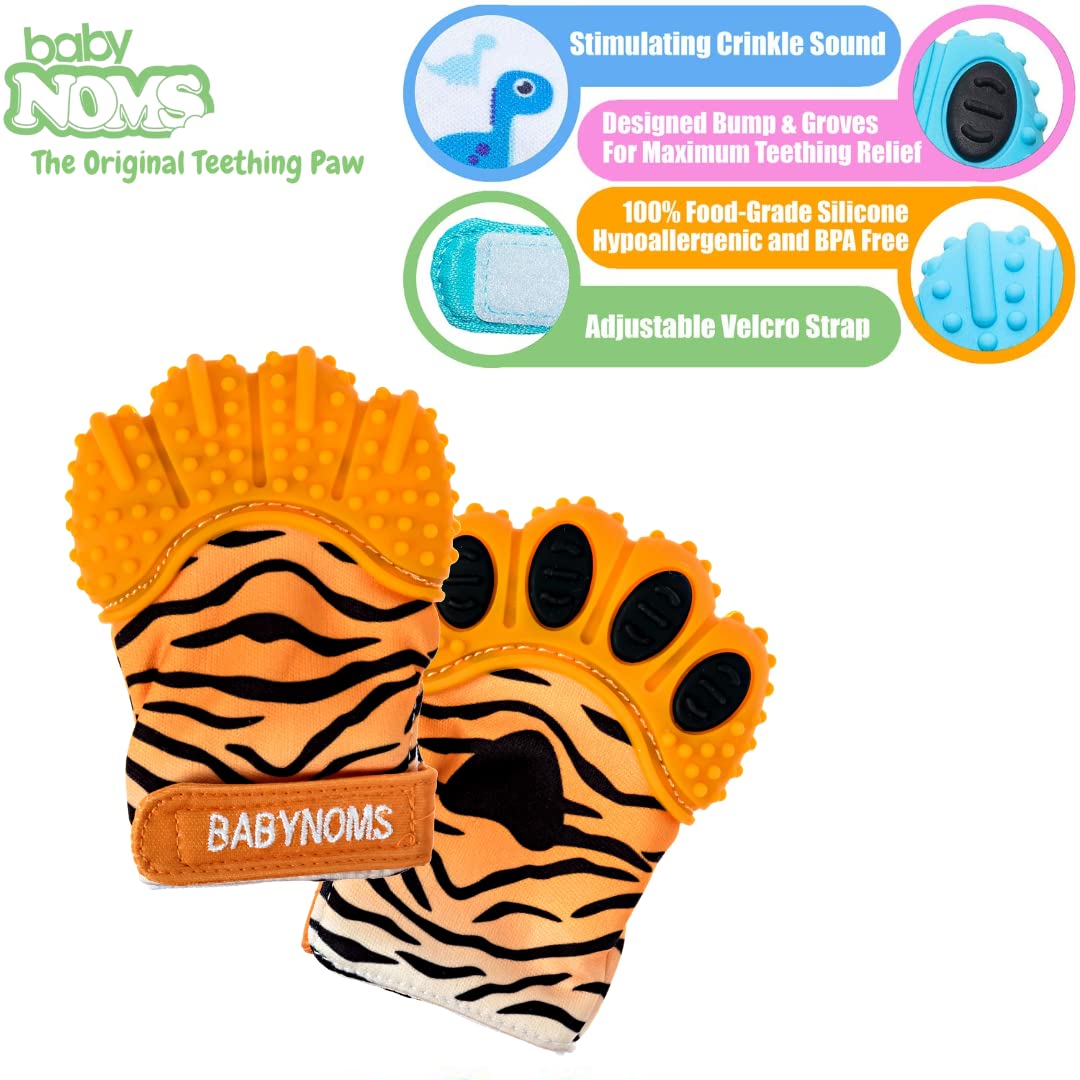 BABYNOMS ® Teething Mitten | Orange Tiger Teething Paw