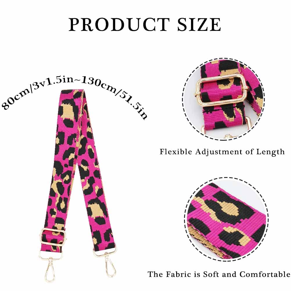 Womens Girls Crossbody Straps for Purses Pink Leopard Print Adjustable Guitar Strap for Handbags