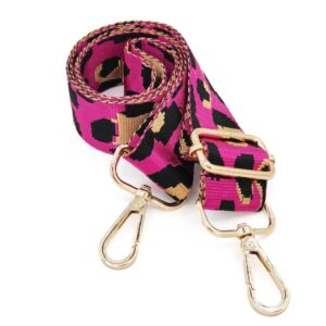 womens girls crossbody straps for purses pink leopard print adjustable guitar strap for handbags