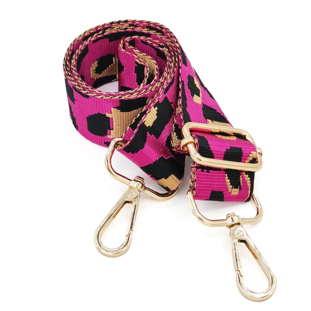 Womens Girls Crossbody Straps for Purses Pink Leopard Print Adjustable Guitar Strap for Handbags