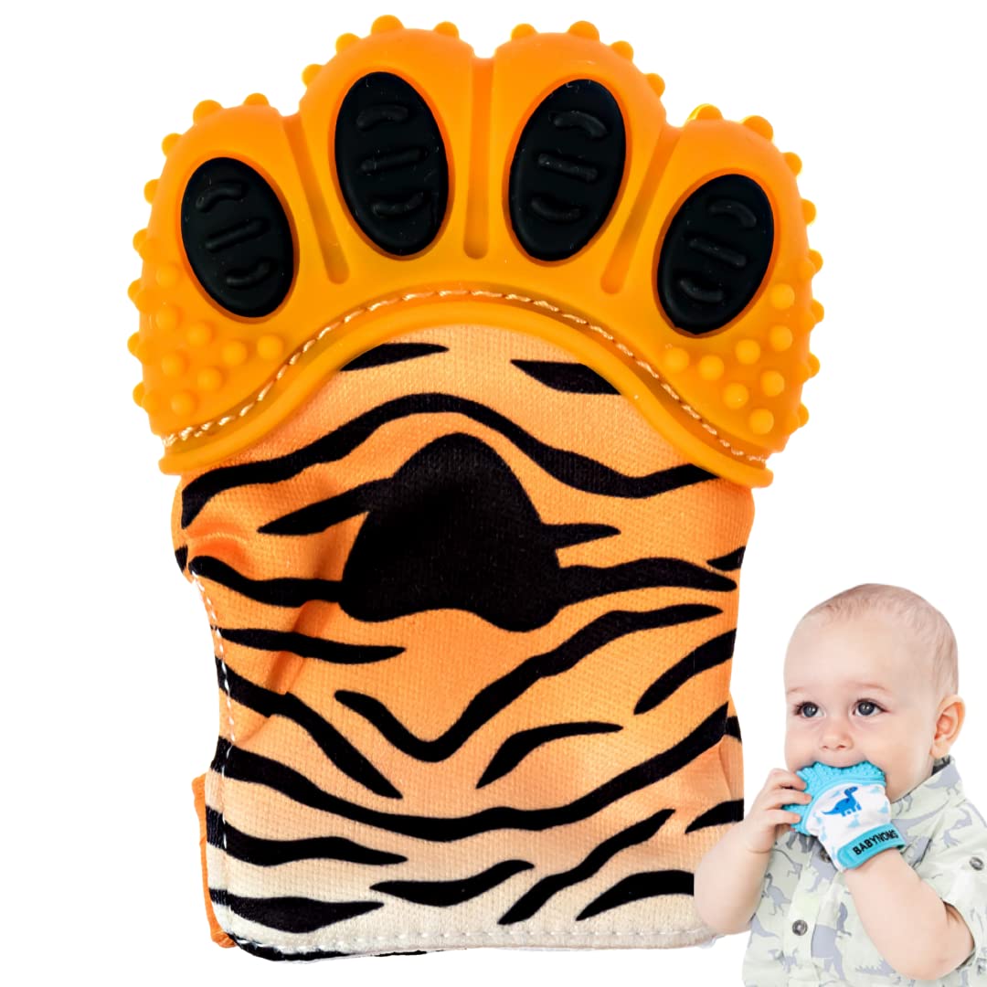 BABYNOMS ® Teething Mitten | Orange Tiger Teething Paw