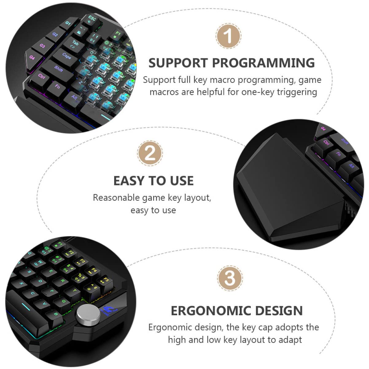 SOLUSTRE 2pcs gaming keyboard one LED keyboard right hand keyboard wired number pad for laptop 1 handed keyboard Electronic Keyboard mechanical keyboards Wired USB Keyboard abs Saders small