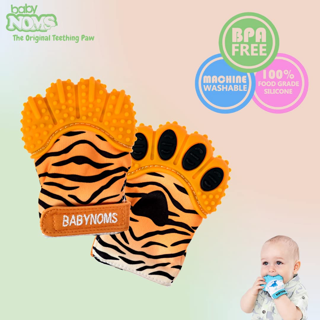 BABYNOMS ® Teething Mitten | Orange Tiger Teething Paw