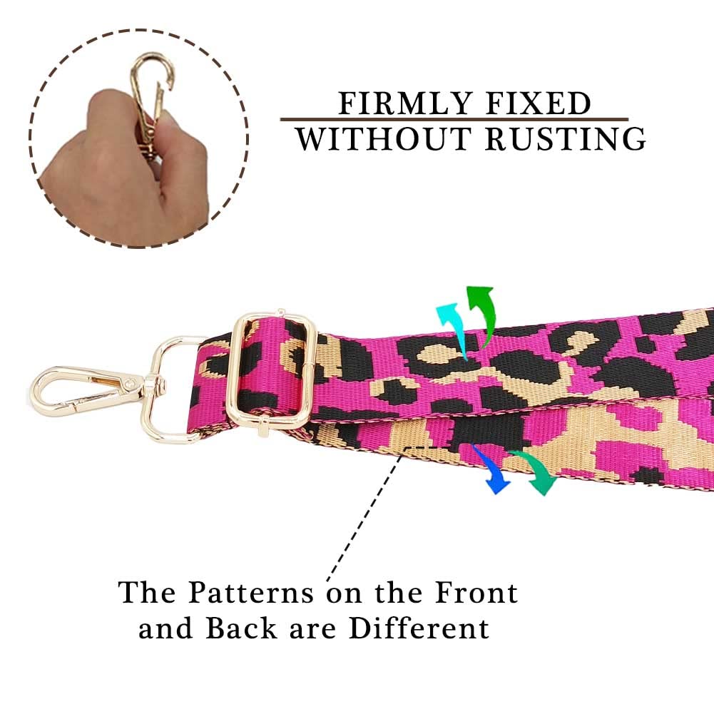 Womens Girls Crossbody Straps for Purses Pink Leopard Print Adjustable Guitar Strap for Handbags