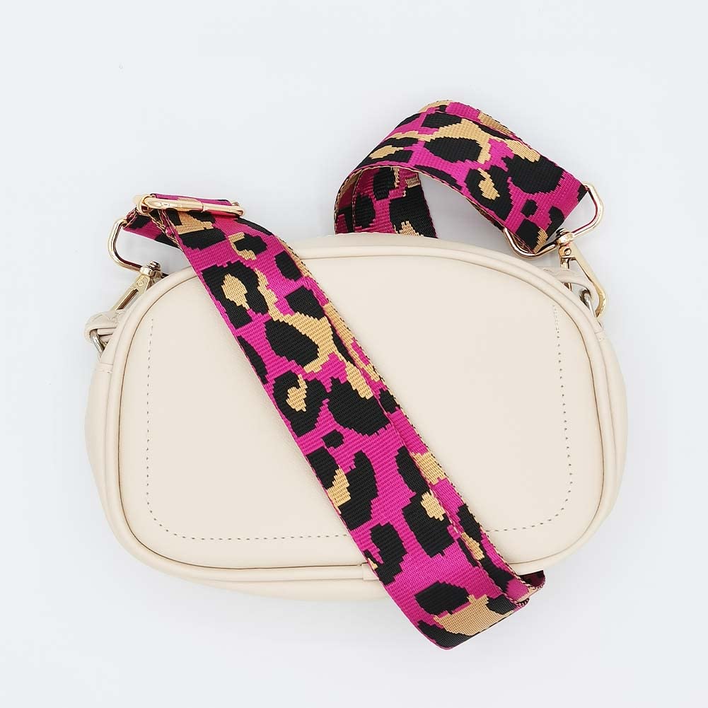 Womens Girls Crossbody Straps for Purses Pink Leopard Print Adjustable Guitar Strap for Handbags