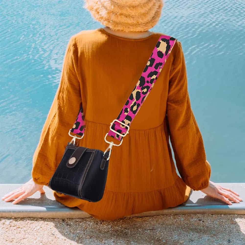 Womens Girls Crossbody Straps for Purses Pink Leopard Print Adjustable Guitar Strap for Handbags