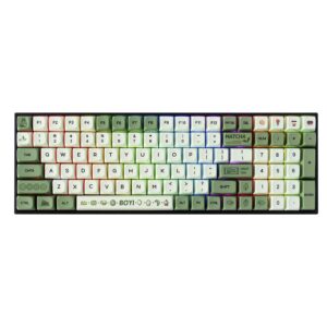 boyi tk96 rgb hot swappable wireless matcha keyboard,2.4ghz/bluetooth 5.0/wired keyboard n-key rollover custom gateron yellow switch ergonomic full size keyboard green gaming keyboard