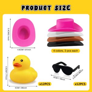 Cowboy Duck with Hat and Sunglasses Mini Duckies Toys for Birthday Swimming Party Gift Favor (Design A)