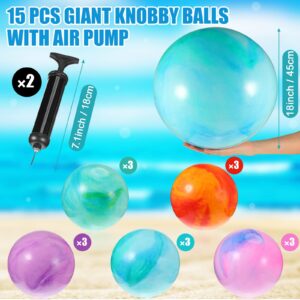 Jerify 18 Inch Fun Bouncy Balls 15 Pcs Rubber Inflatable Kick Ball Bouncing Sensory Balls with Hand Air Pump for Park Backyard Beach Indoor Outdoor Games Party Favors