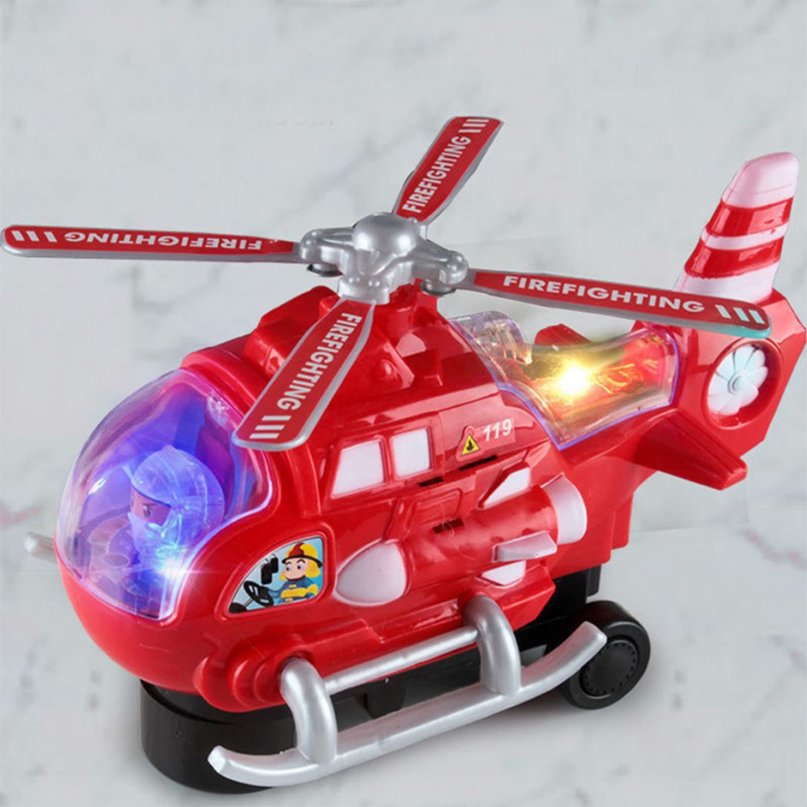 Helicopter Model Toy with Realistic Lights&Sounds Automatic Bump and Go Electric Flying Toy for Kids Small Model Toy Gift for Boys Girls (Red)