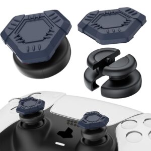 playrealm no falling off thumbstick extender & silicone grip cover 2 sets for ps5 & ps4 controller (ufo blue)