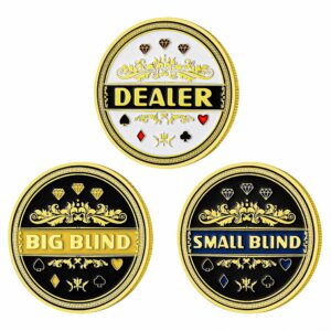 lulucircle dealer button, small blind, big blind, poker guard, poker gifts for men, poker accessories, poker chips with plastic case (position marker), 3 pcs (poker buttons)