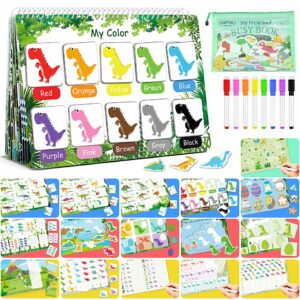 igetooy montessori busy book for toddlers 1-3, preschool learning activities book, newest dinosaur themes busy book for kids toys ages 3-5, kindergarten preschool workbook for kids boys girls