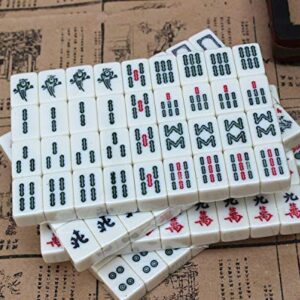 Florauspicious Chinese Mahjong Set, Traditional Majong Sets Chinese with 146PCS 0.87" x 0.59" x 0.47" Mini Mahjong Tiles, 2PCS Dot Dice & 6.7” Wooden Carry Case for Travel, Family Gathering, Party