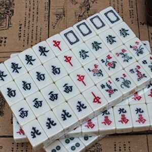 Florauspicious Chinese Mahjong Set, Traditional Majong Sets Chinese with 146PCS 0.87" x 0.59" x 0.47" Mini Mahjong Tiles, 2PCS Dot Dice & 6.7” Wooden Carry Case for Travel, Family Gathering, Party