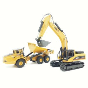 excavator toys sturdy metal construction vehicles precisely crafted metal excavator perfect for display and play, 1:50 scale realistic detail classic toys indoor/outdoor play, ideal sand/beach toy