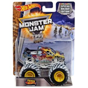 hot wheels monster jam 25 ~ special holiday edition - firestorm ~ giant wheels ~ die-cast metal body