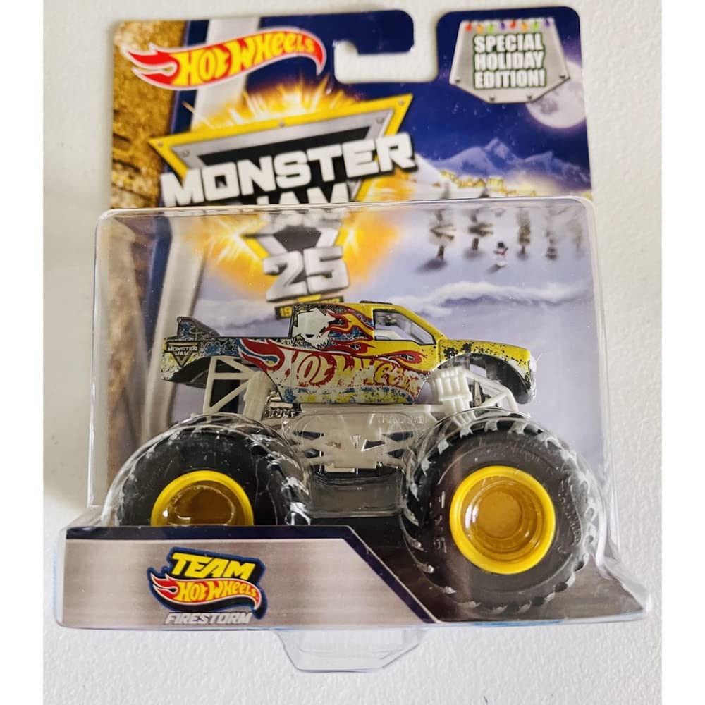 Hot Wheels Monster Jam 25 ~ Special Holiday Edition - Firestorm ~ Giant Wheels ~ Die-Cast Metal Body