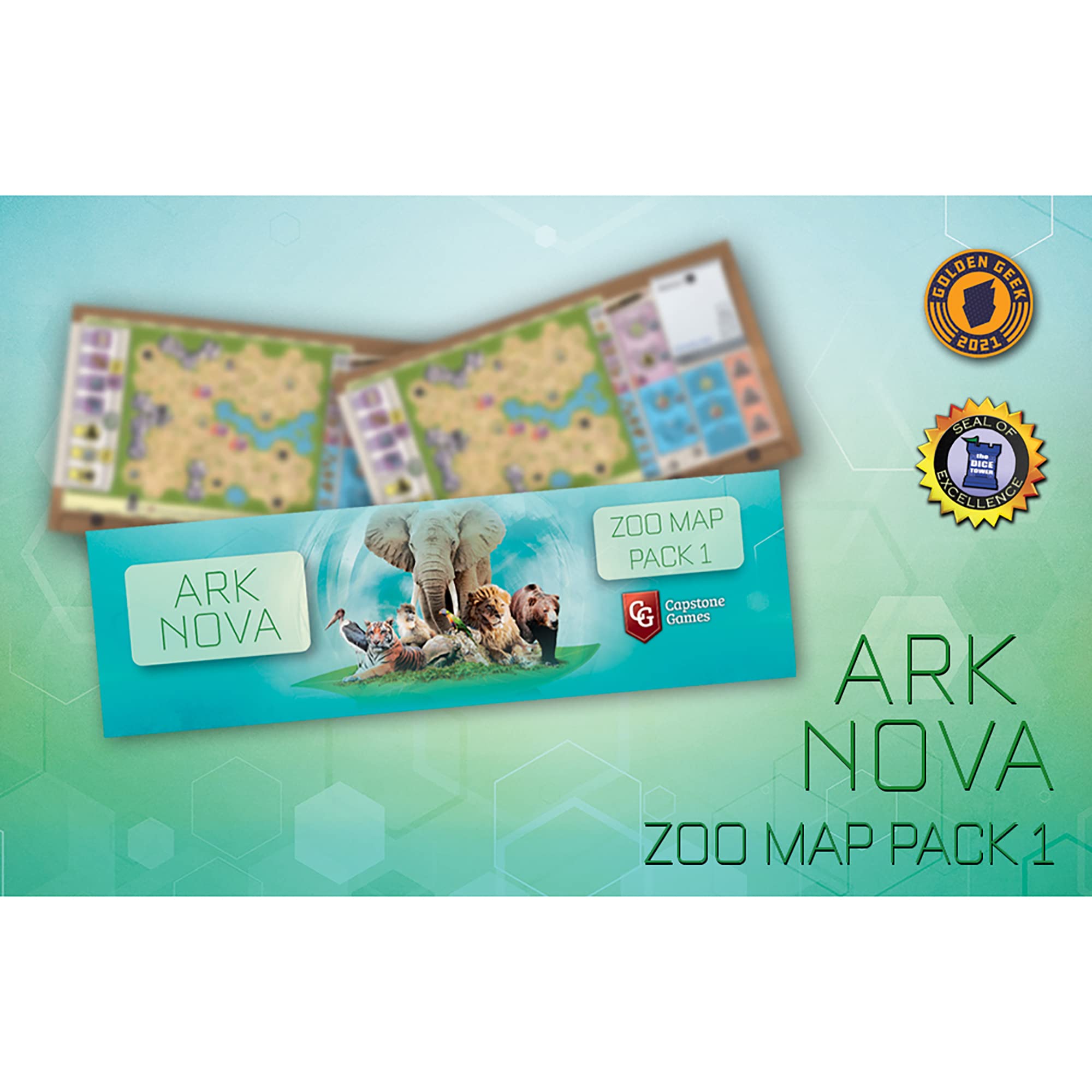 Capstone Games Ark Nova: Zoo Map Pack 1 - Game Accessory Pack, Expand Your Collection, All New Mechanics and Layouts to Explore