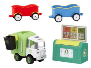 little tikes let’s go cozy coupe garbage truck playset with push and play vehicle for floor or tabletop car fun for toddlers, boys, girls 3+ years