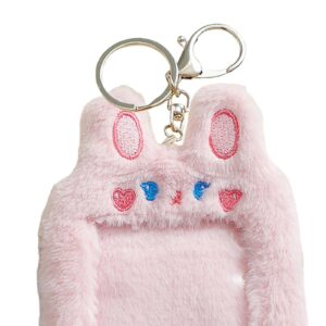 Harilla Plush Holder, Photocard Holder, Cute Photo Sleeves with Keychain, Case Cover for Game Cards, Football Cards, ID Bank Credit Card Protector, Birthday Gift, Pink Rabbit