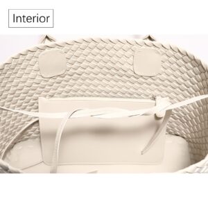 Weayouth Woven Bag Shopper Bag Travel Handbags and Purses Women Tote Bag Large Capacity Shoulder Fashion Bags (Off white)