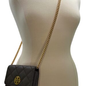 Tory Burch Willa Diamond Quilted Leather Women's Chain Wallet Crossbody Bag (Volcanic Stone)