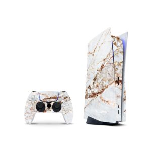 zoomhitskins compatible with ps5 digital version (no disk version) skin, copper gold porcelaine white vintage, durable, bubble-free, precisely cut