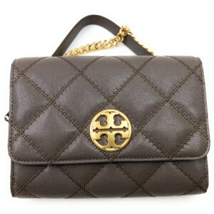 Tory Burch Willa Diamond Quilted Leather Women's Chain Wallet Crossbody Bag (Volcanic Stone)