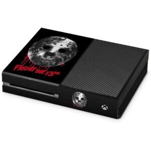 skinit decal gaming skin compatible with xbox one console - officially licensed warner bros jason voorhees dripping mask design