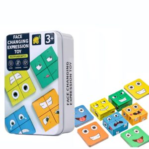 wooden face-changing cube game expressions matching block puzzles building game logical educational training toys birthday gift education montessori toys