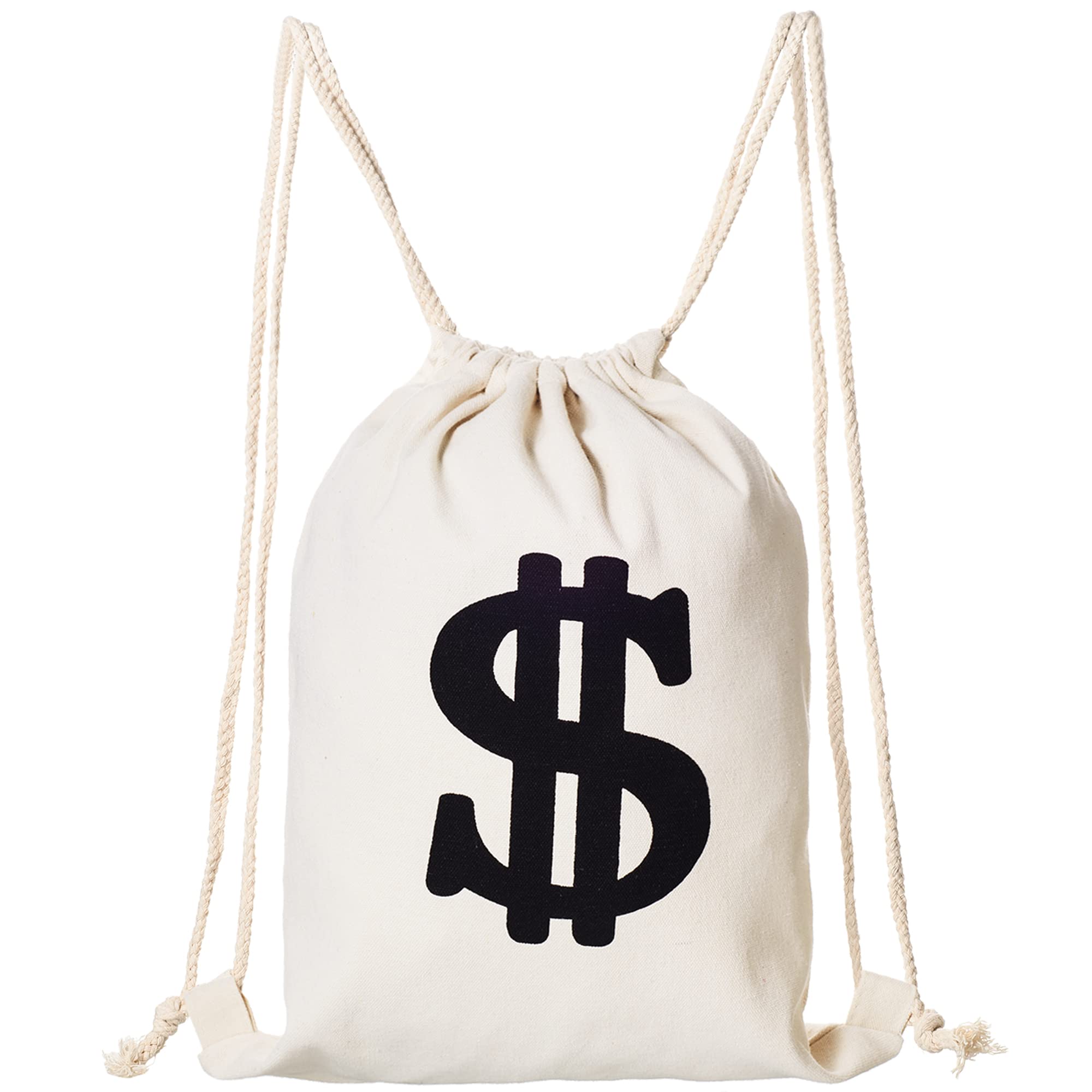 YAROMO Halloween Money Backpack Bag Robber Costume - Large Halloween Drawstring Pouch with Dollar Sign for Party Favors