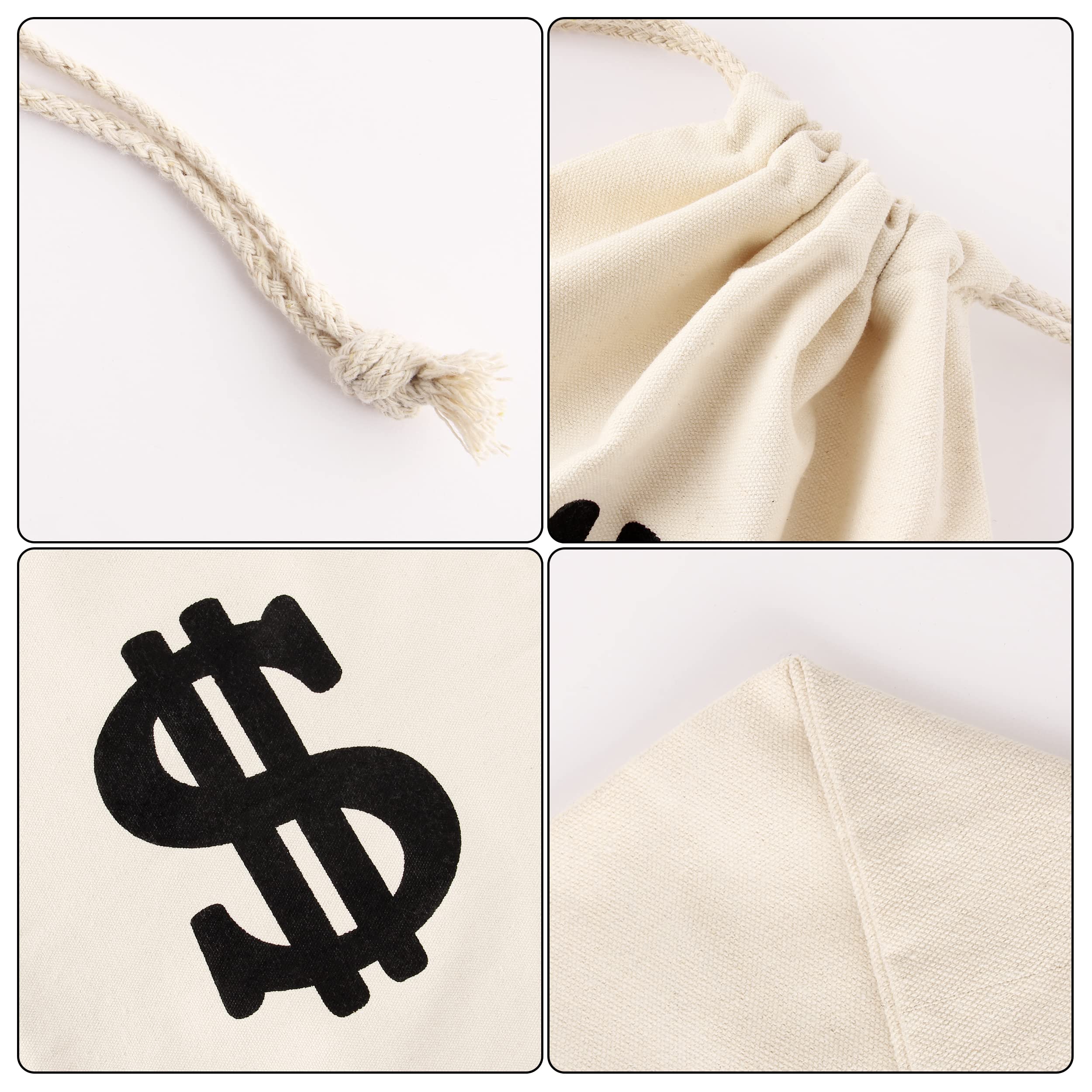 YAROMO Halloween Money Backpack Bag Robber Costume - Large Halloween Drawstring Pouch with Dollar Sign for Party Favors