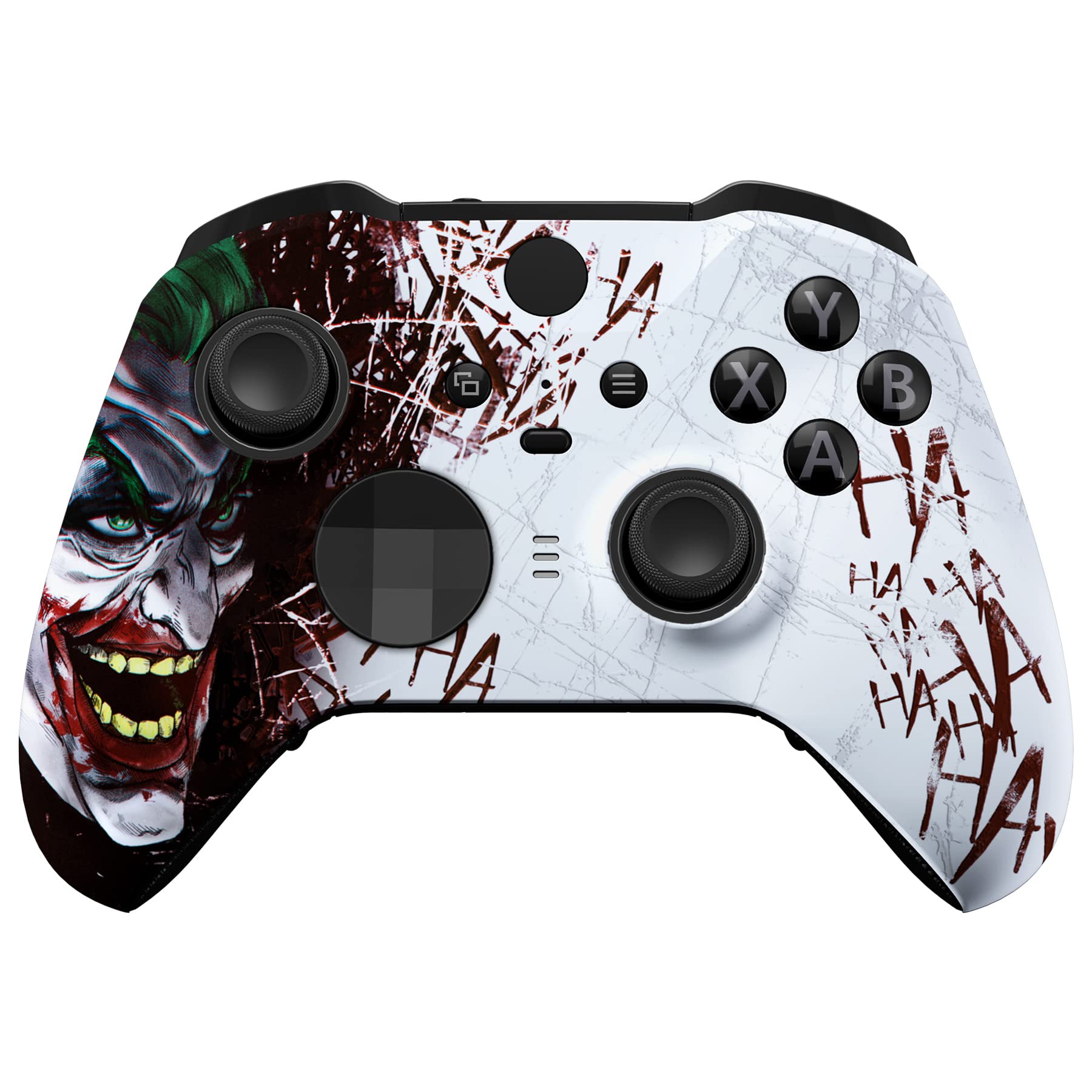 eXtremeRate Clown Hahaha Replacement Faceplate Cover for Xbox One Elite Controller Series 2 (Model 1797), Soft Touch Front Housing Shell Case & Accent Rings for Xbox Elite Series 2 Core Controller