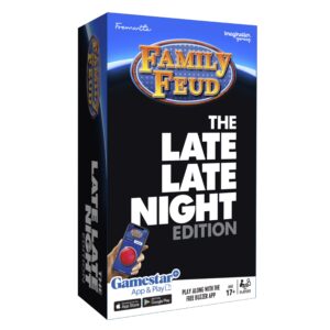 family feud late late night edition card game, anything but family-friendly, 400 naughty survey questions, complementary sound effects from the show with gamestar app