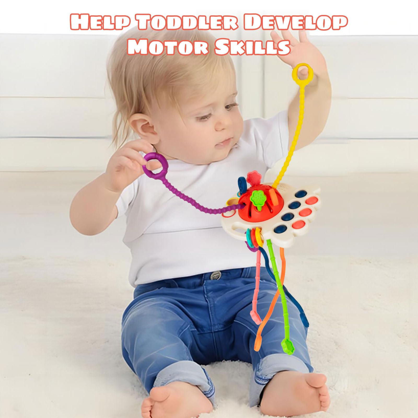 Xouduxpl Baby Toys, Montessori Toy for 6-12 12-18 Months Toddler Babies, Sensory Toy, Motor Skills & Pull String Activity for 1 2 3 4 5 6 Years Old Infant Boy Girl Easter Gifts