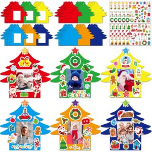 kepeel 30 packs christmas diy picture frames craft kit for kids, christmas tree photo frames ornaments for xmas winter holiday decorations favor art gift classroom school home activities