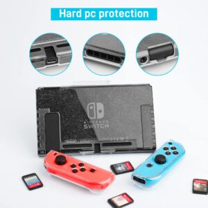 FANPL Glitter Case bundle for Nintendo Switch Accessories, Rainbow Sparkle Carrying Case for Switch and Joy Con Controller with Hard Protective Case and Screen protector, 2 Thumb Grips, Shoulder Strap