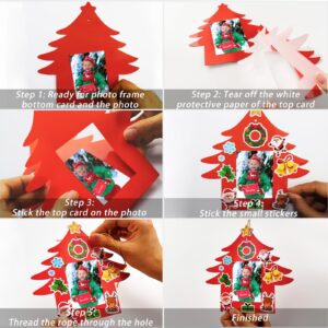 Kepeel 30 Packs Christmas DIY Picture Frames Craft Kit for Kids, Christmas Tree Photo Frames Ornaments for Xmas Winter Holiday Decorations Favor Art Gift Classroom School Home Activities