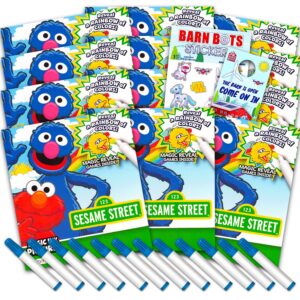 sesame street imagine ink coloring book set for girls boys - 12 pack no mess coloring books with stickers, more (elmo sesame street party supplies)