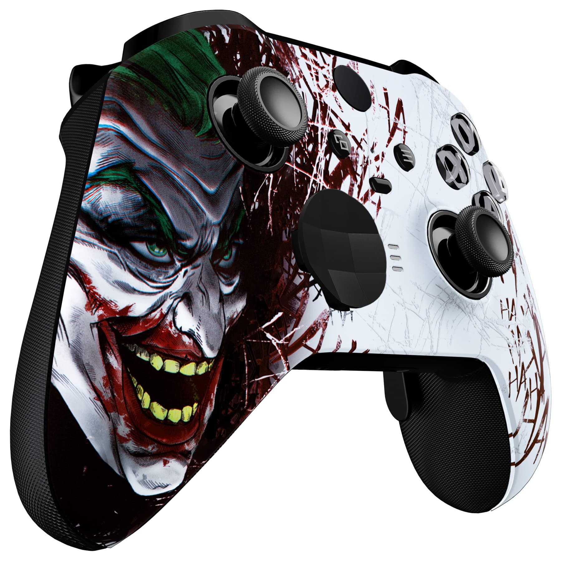 eXtremeRate Clown Hahaha Replacement Faceplate Cover for Xbox One Elite Controller Series 2 (Model 1797), Soft Touch Front Housing Shell Case & Accent Rings for Xbox Elite Series 2 Core Controller