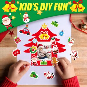 Kepeel 30 Packs Christmas DIY Picture Frames Craft Kit for Kids, Christmas Tree Photo Frames Ornaments for Xmas Winter Holiday Decorations Favor Art Gift Classroom School Home Activities