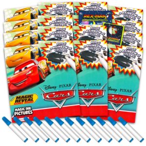 disney cars imagine ink coloring book set for kids - 12 pack no-mess magic ink coloring books featuring lightning mcqueen with rex-man stickers and door hanger (disney cars party favors bundle)