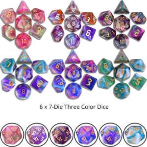 Amiven RPG Dice Sets 30 X 7-Die DND Polyhedral Dice (210pcs) with a Large Drawstring Bag for Dungeons and Dragons Tabletop Role Playing Games