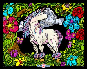 imagination unicorn - fuzzy coloring poster - all ages coloring for kids, toddlers, teens, and adults (great for arts and crafts coloring time, after school, or as a family activity)