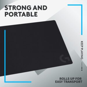 Logitech G240 Cloth Gaming Mouse Pad, Optimized for Gaming Sensors, Moderate Surface Friction, Non-Slip Mouse Mat - Black