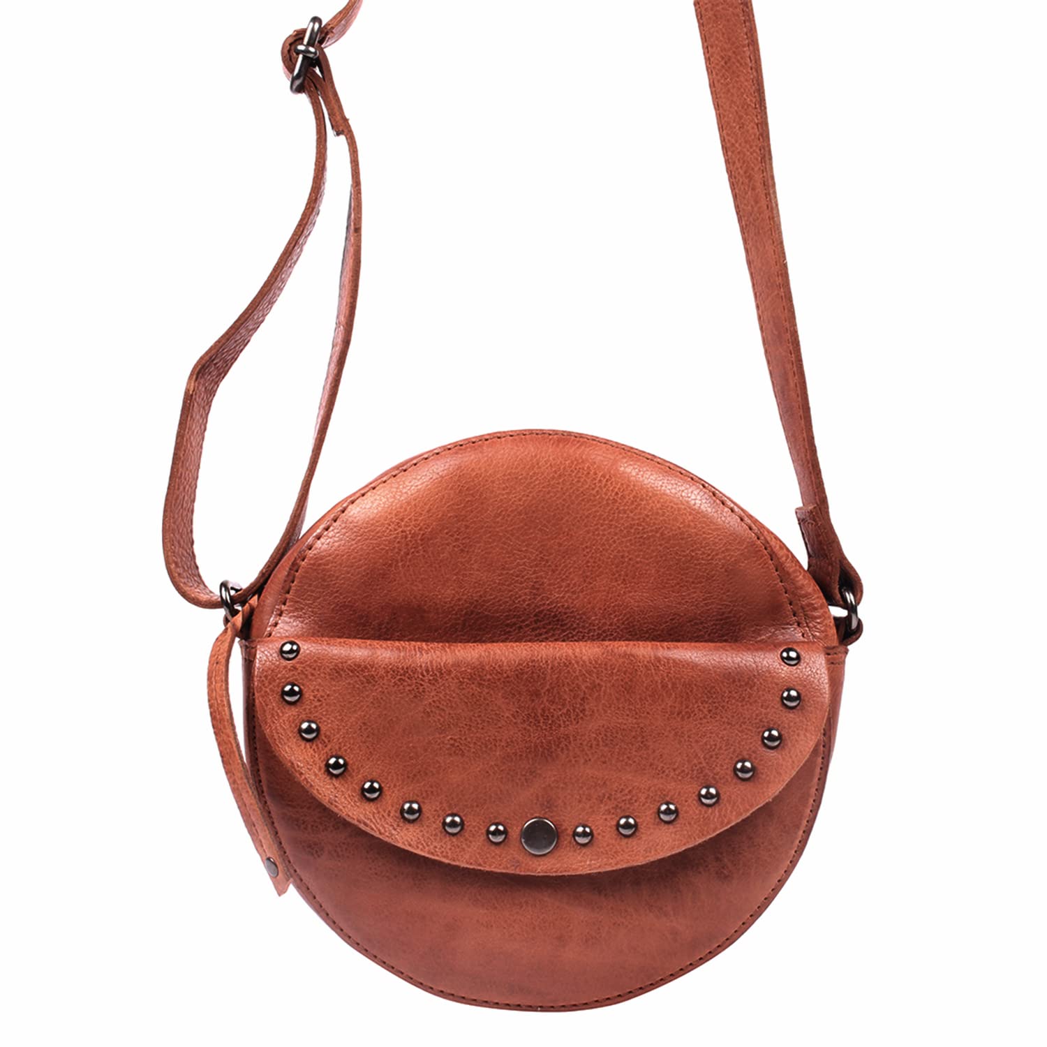 Locking Concealed Carry Mia Leather Crossbody Purse for Handgun with Universal Holster (Cognac)