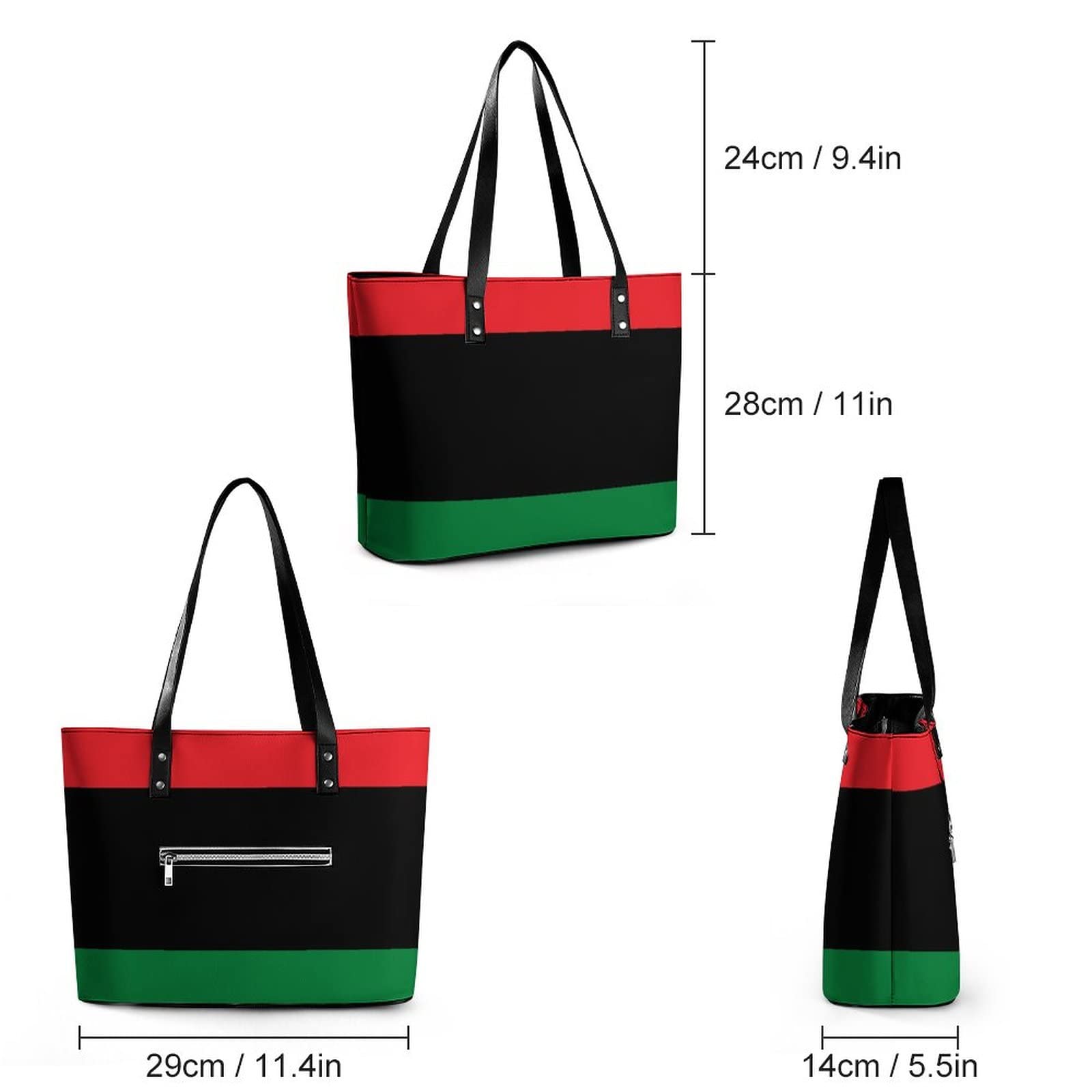 Women's Stylish Black Lives Matter Flag African American Flag Waterproof Tote Bag Casual Travel Shoulder Beach Bags Work Bag PU Leather Tote Handbags with Zipper